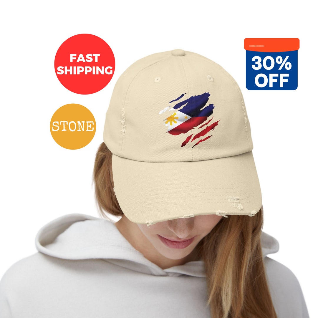 Filipino Design Distressed Philippines Cap, Philippines Flag Design ...