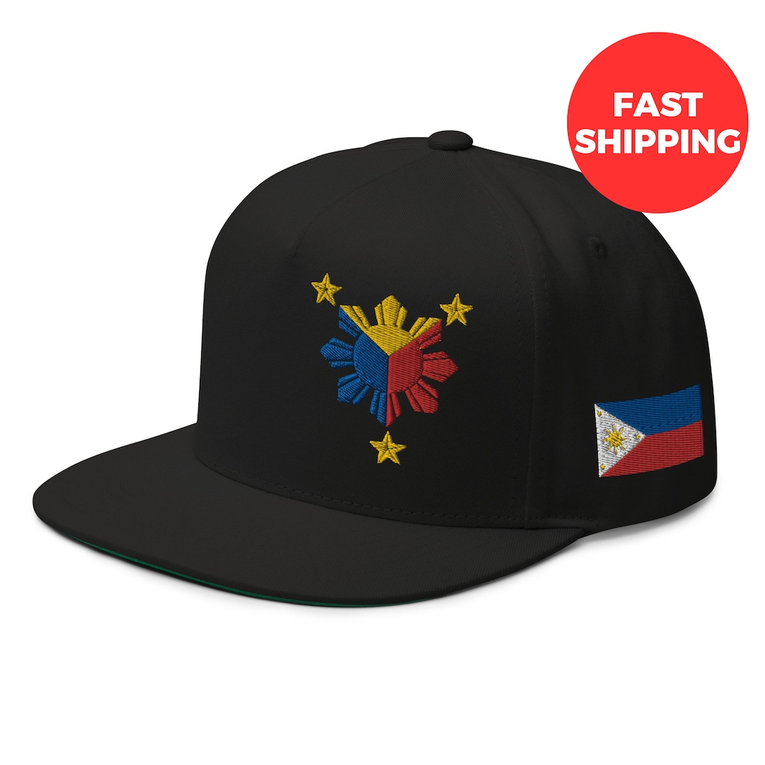Filipino Embroidery Flat Bill Cap, Star Shape Philippines Flag ...