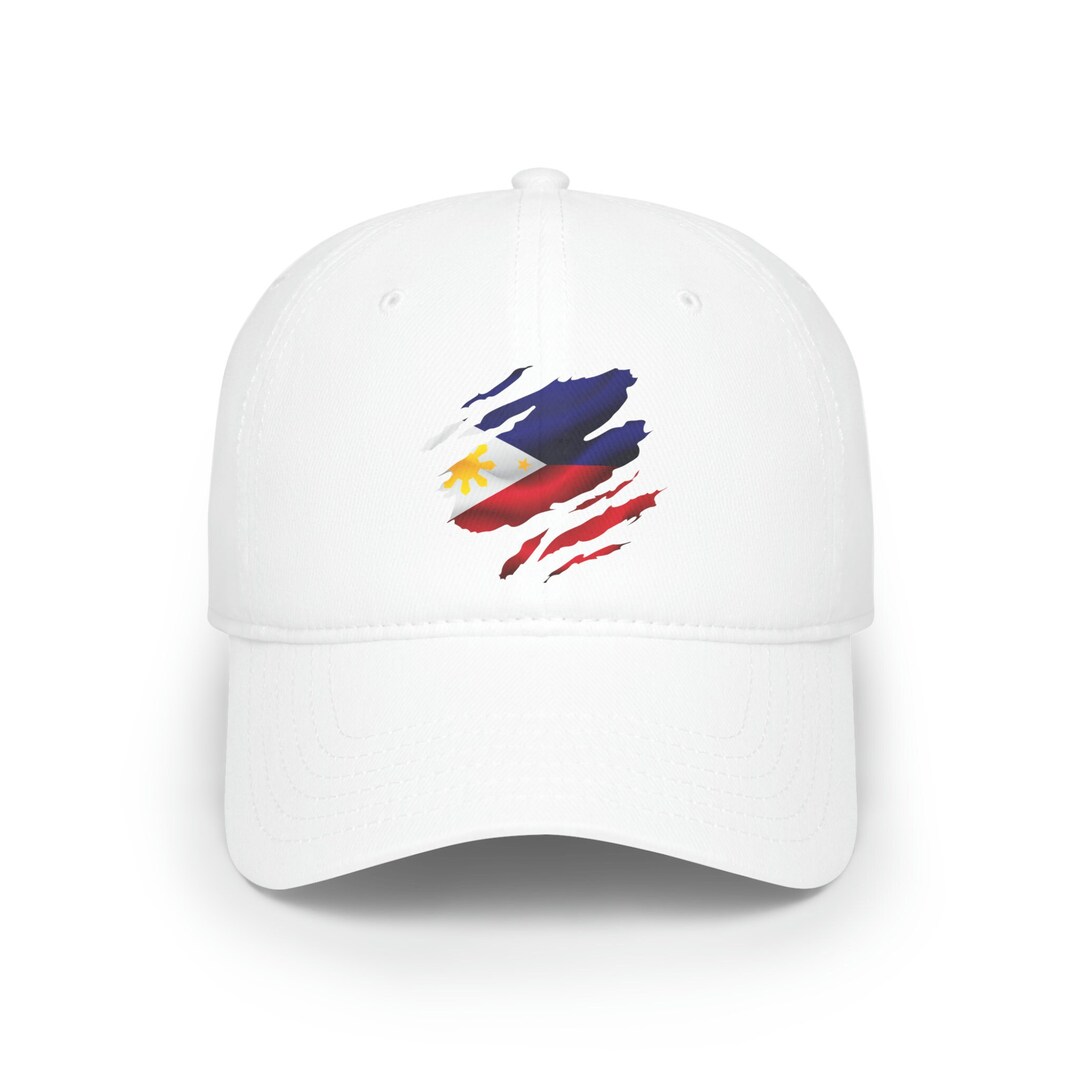 Philippines Flag Ripped Design Hat, Low Profile Baseball Cap, Filipino ...
