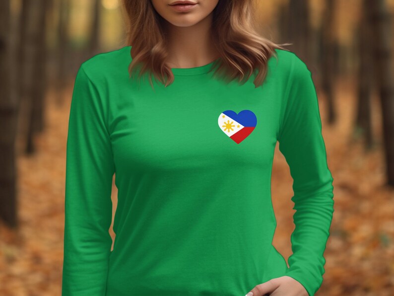 Filipino Heart Flag Design, Long Sleeve Shirt, Filipino Pride Wear ...