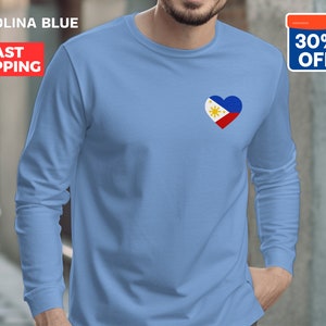 Filipino Heart Flag Design, Long Sleeve Shirt, Filipino Pride Wear ...