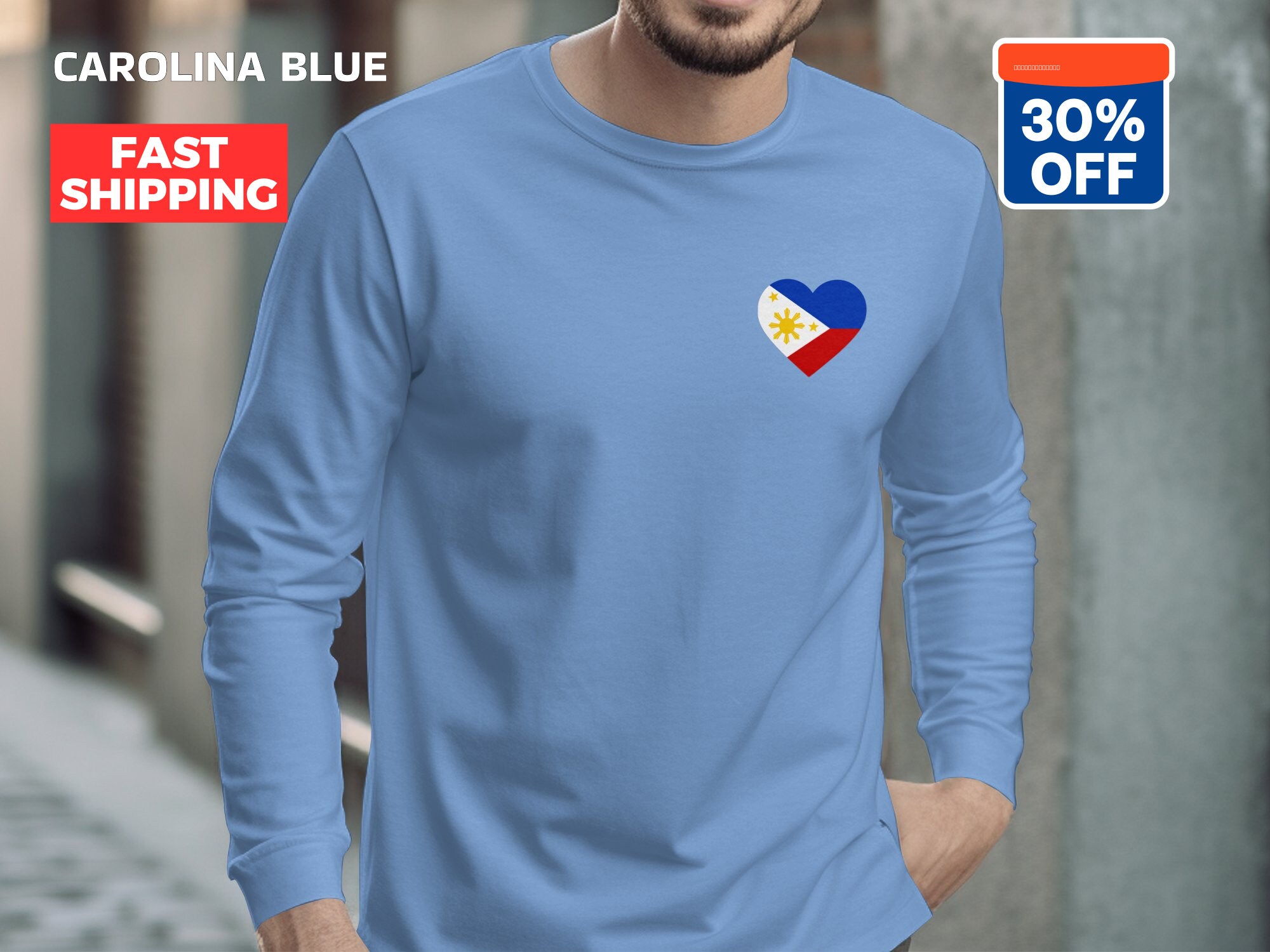 Filipino Heart Flag Design, Long Sleeve Shirt, Filipino Pride Wear ...