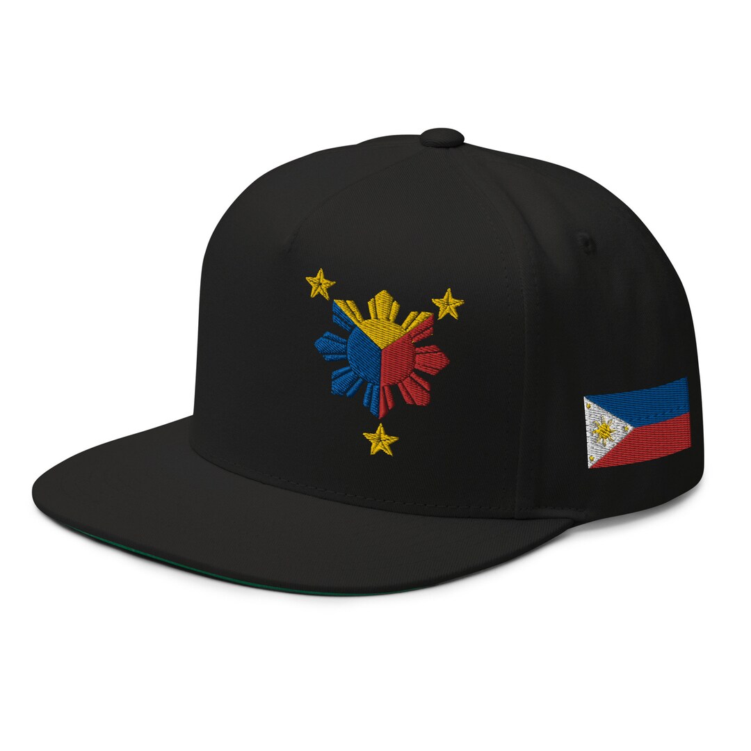 Filipino Embroidery Flat Bill Cap, Star Shape Philippines Flag ...