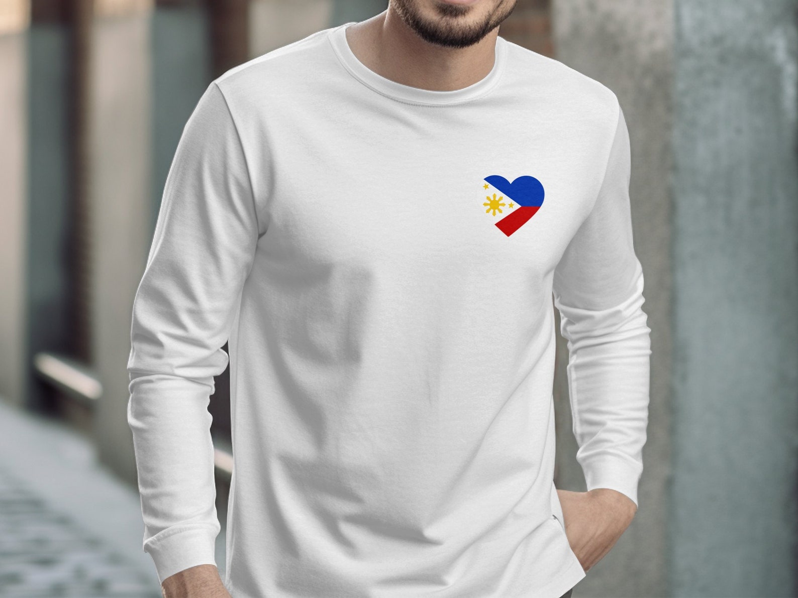 Filipino Heart Flag Design, Long Sleeve Shirt, Filipino Pride Wear ...