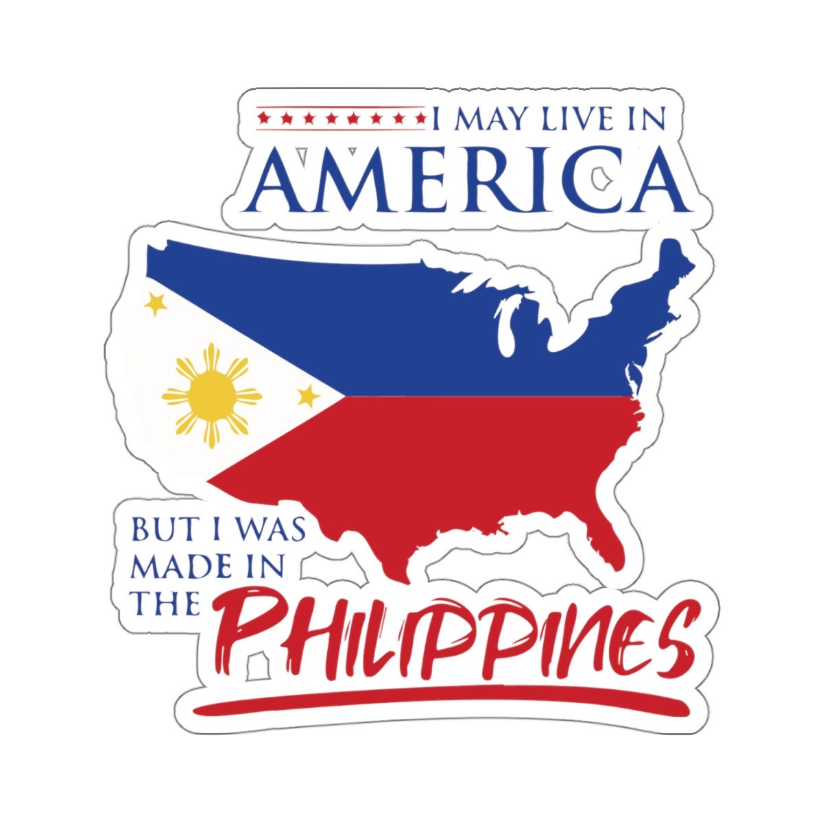 Philippines American Flag Kiss-cut Stickers, Philippines USA Flag ...