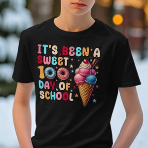 100 Days of School T-shirt, Colorful Ice Cream Cone Graphic Tee, Sweet ...