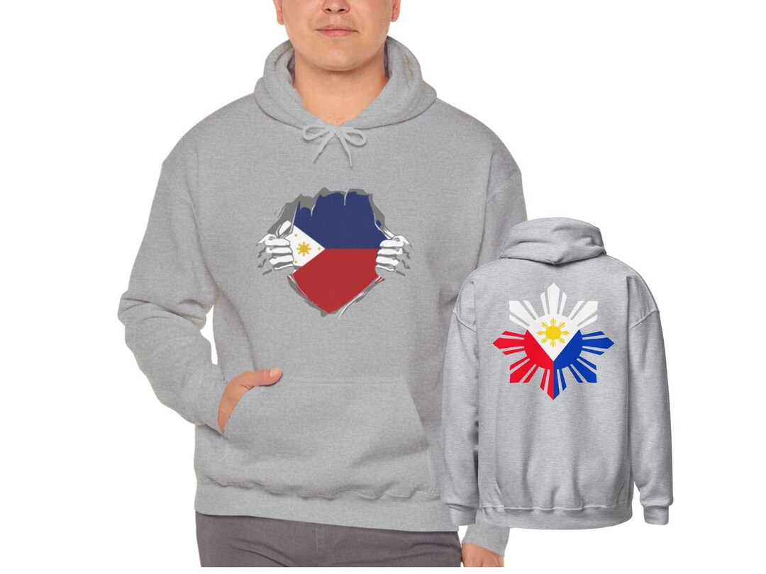 Front and Back Print Filipino Hoodie, Tearing Shirt Design, Unisex ...