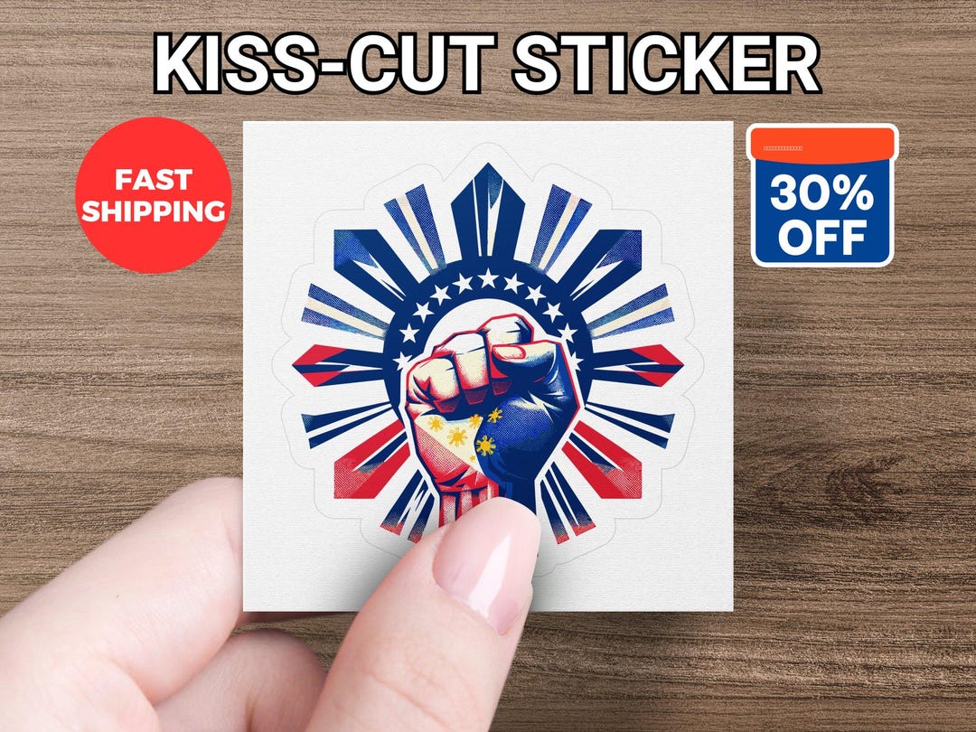 Filipino Flag Fist Sticker, Pinoy Pride Sticker, Custom Kiss-cut ...