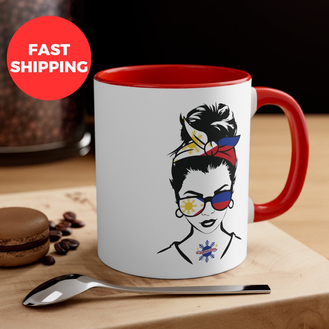 Personalized Philippines Mug, Custom Philippines Mug, Messy Bun ...