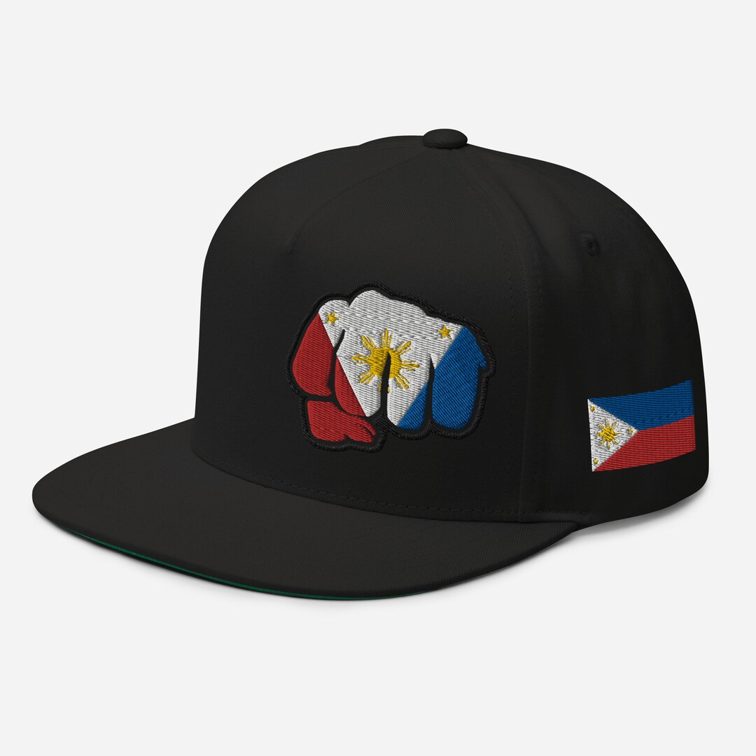 Filipino Design Embroidery Cap, Fist Punch Philippines Flag Embroidery ...