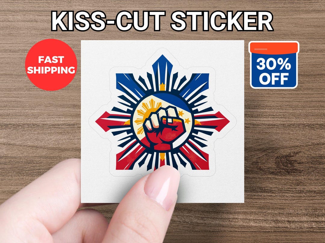 Filipino Pride Sticker, Sun and Stars, Revolution Fist Design, Laptop ...