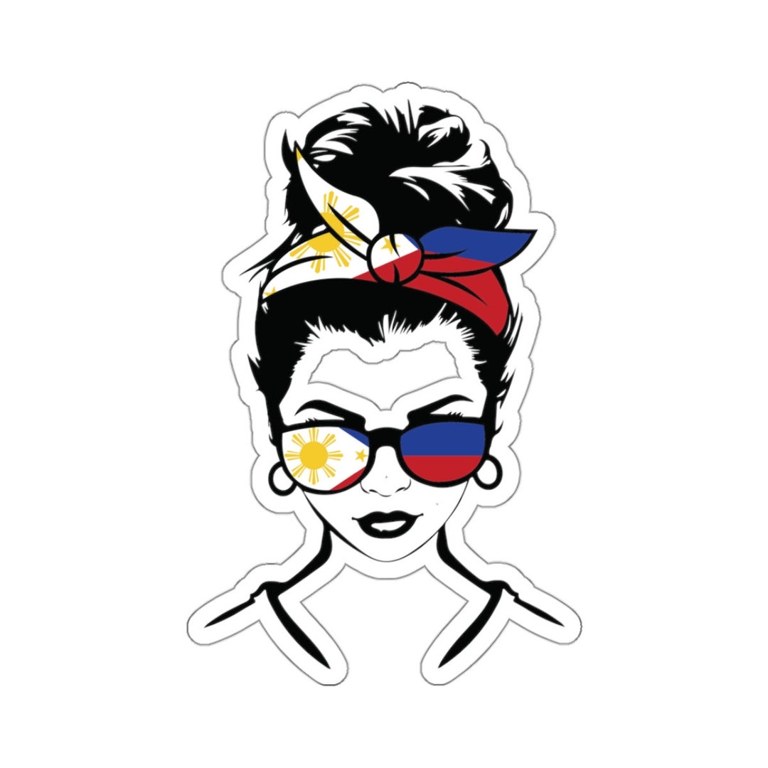 Messy Bun Filipina Kiss-cut Stickers, Philippines Flag Stickers ...