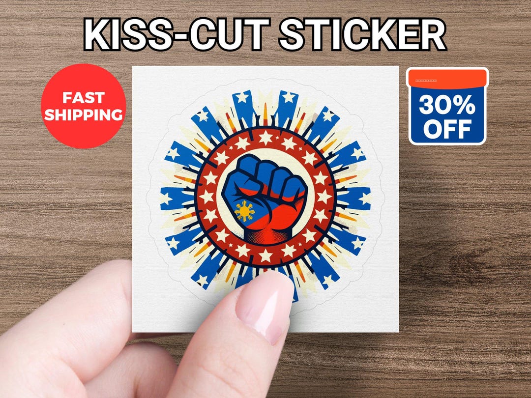 Patriotic Fist Sticker, Filipino Pride Die-cut Magnet, Custom Kiss-cut ...