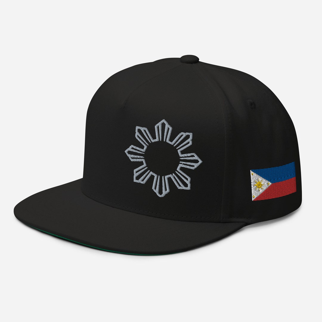 Unisex Filipino Embroidery Flat Bill Cap, Philippines Flag Embroidery ...