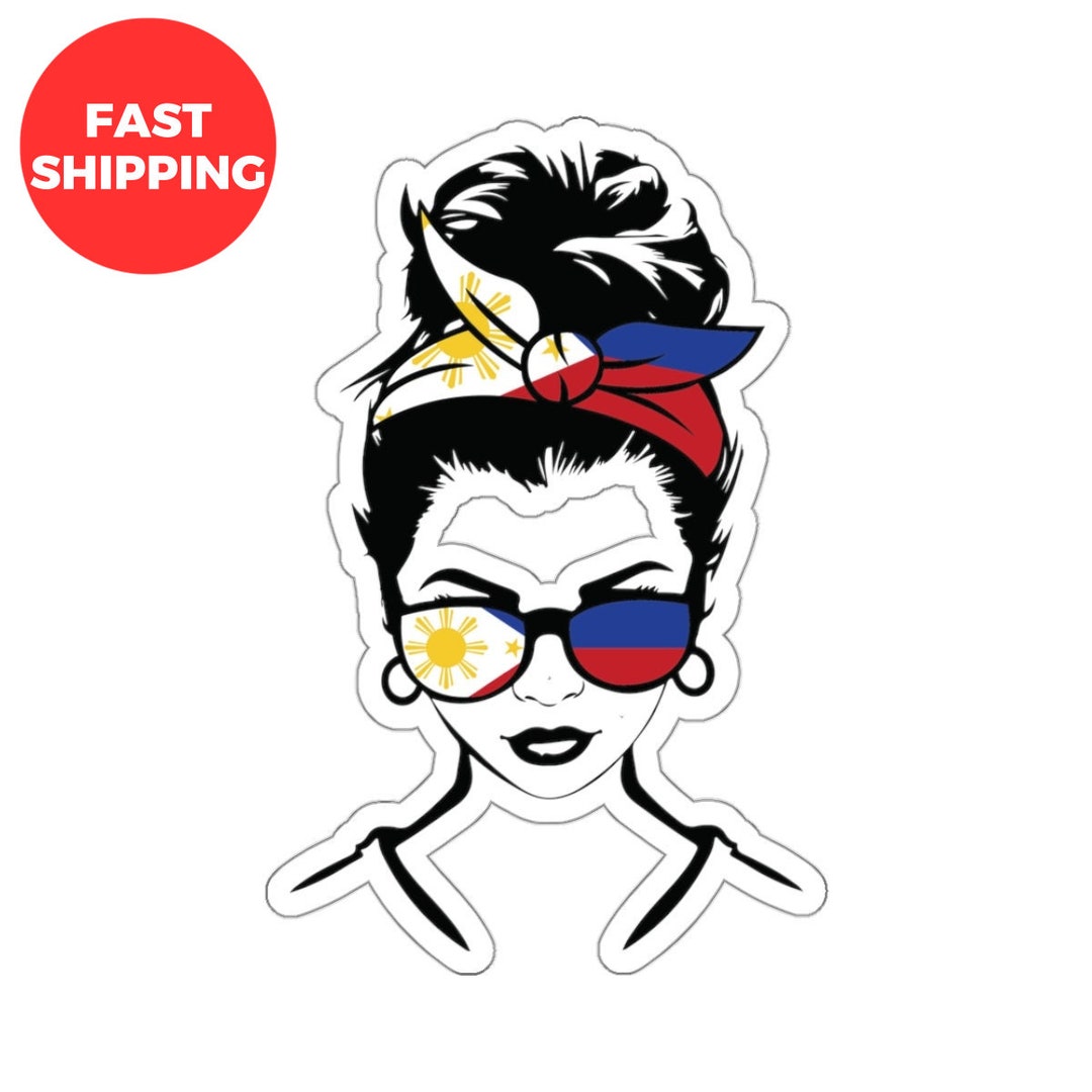 Messy Bun Filipina Kiss-cut Stickers, Philippines Flag Stickers ...