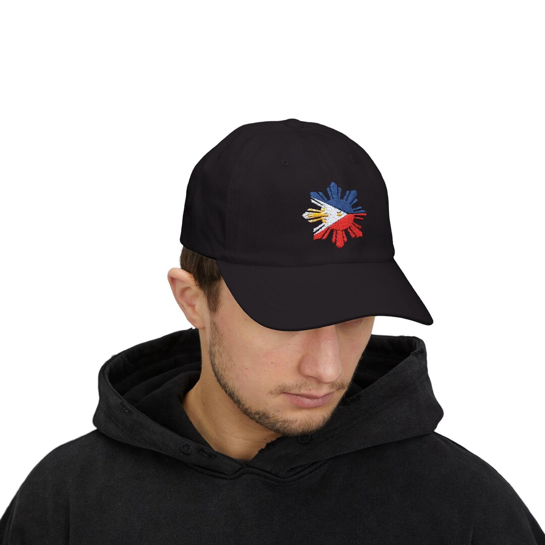 Embroidered Filipino Cap, Sun Shape Philippines Flag, Classic Dad Hat ...