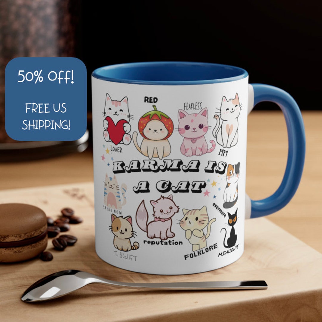 Swift Karma Kitties Mug, Eras Concert, Christmas Gift for Swift Fan ...