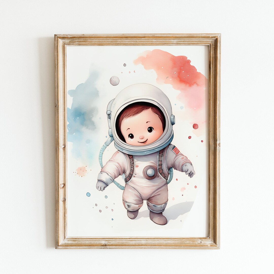 Space Poster for Kids, Astronaut Wall Decor, Boy Print, Vintage Wall ...