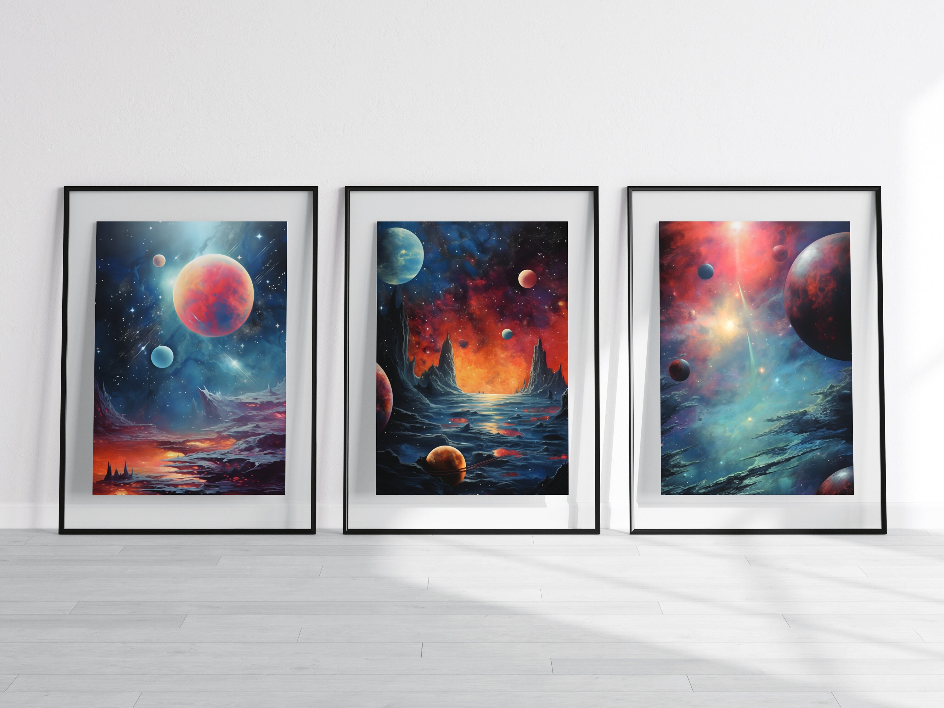 Space Wall Decor Set of 3 Prints, Retro Space Travel Posters, Space ...