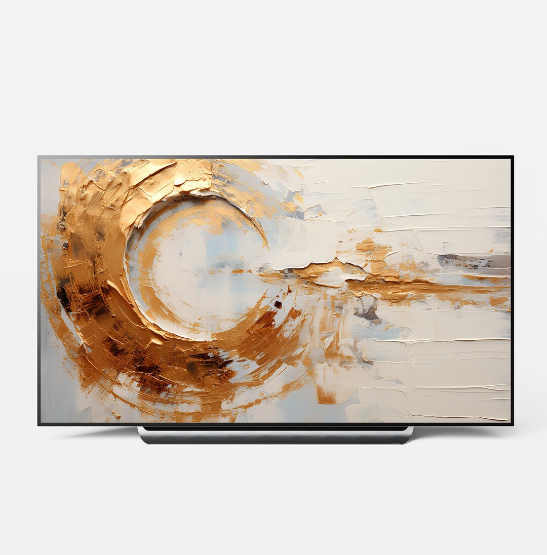 Samsung Rahmen TV Kunst, abstrakte Öl moderne goldene Malerei, Kunst für Rahmen TV, Wallpaper 3D ...