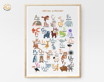 Cute Animal Alphabet Digital Download Poster, Instant Download ...