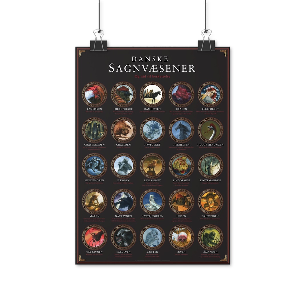 Plakat Med Danske Sagnvæsener - Og Råd Til Beskyttelse - Etsy Denmark