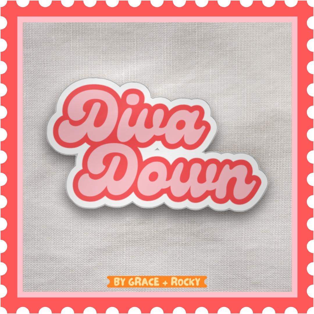 Diva Down Sticker (pink) ~~ LGBTQ Pride Waterproof Sticker, LGBT Queer ...