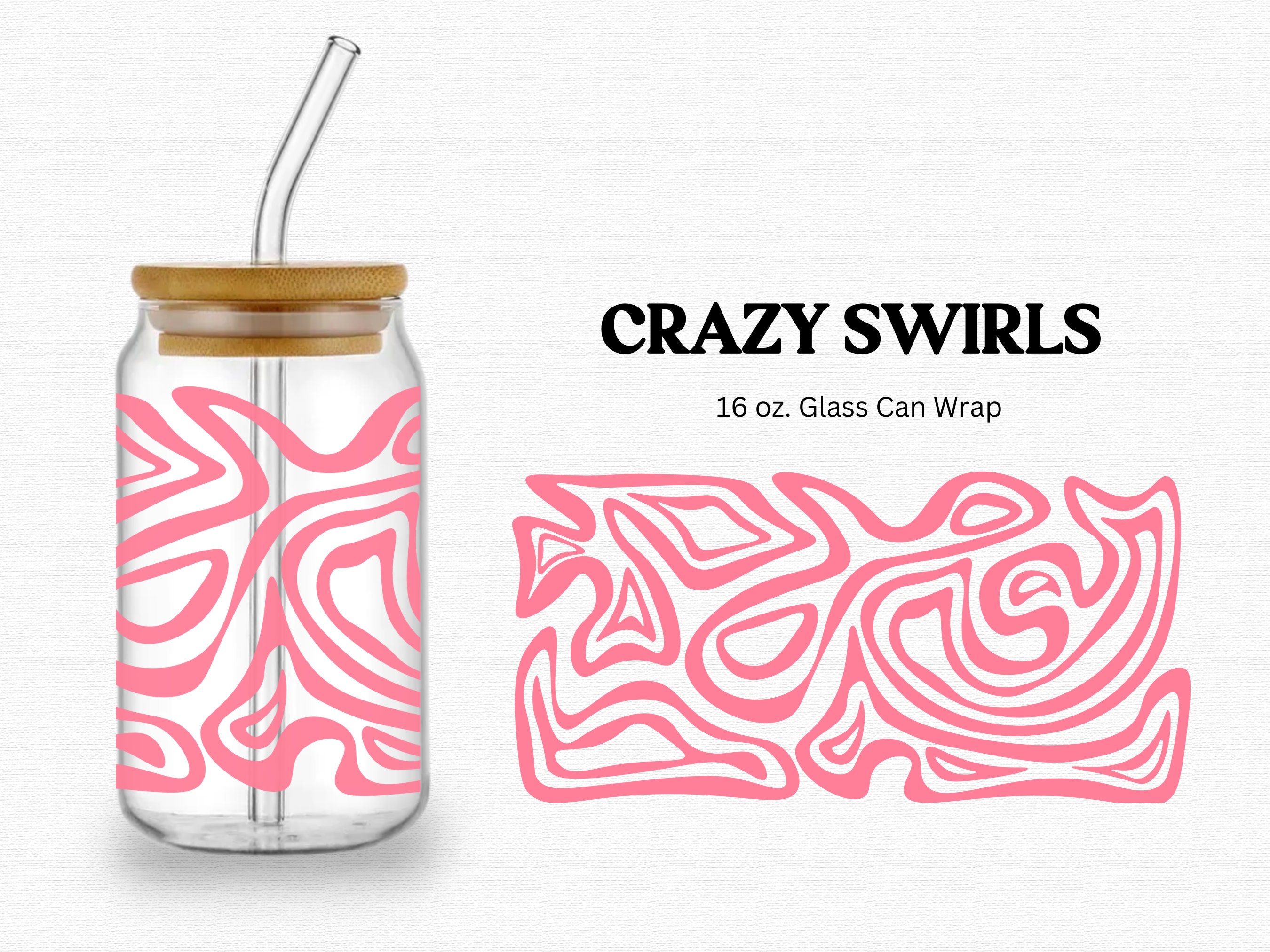 Crazy Swirls 16 Ounce Libbey Glass Can Wrap SVG PNG Cut File, Geometric ...