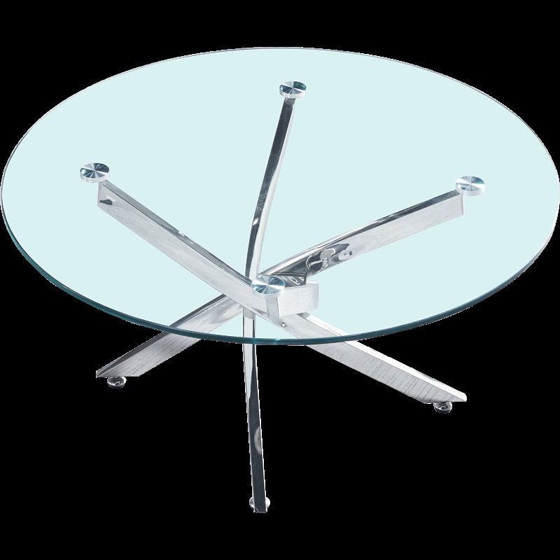 Round Glass Coffee Table Cross Legs Modern Coffee Table - Etsy