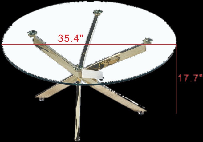 Round Glass Coffee Table Cross Legs Modern Coffee Table - Etsy