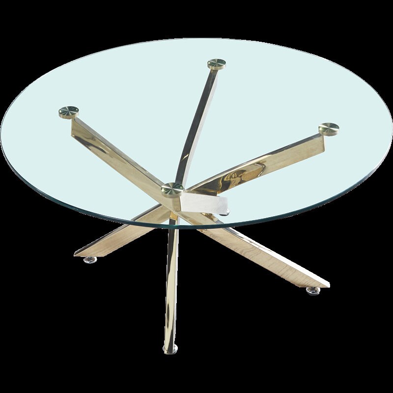 Round Glass Coffee Table Cross Legs Modern Coffee Table - Etsy