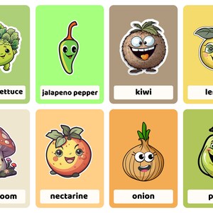 Cute Alphabet Printable Flashcards 26 Fruits and Vegetables ...