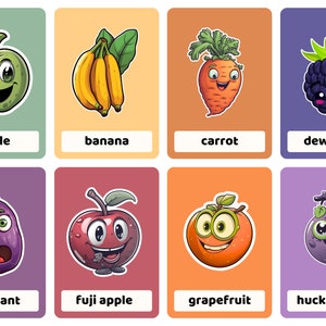 Cute Alphabet Printable Flashcards 26 Fruits and Vegetables ...