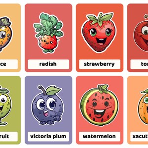 Cute Alphabet Printable Flashcards 26 Fruits and Vegetables ...