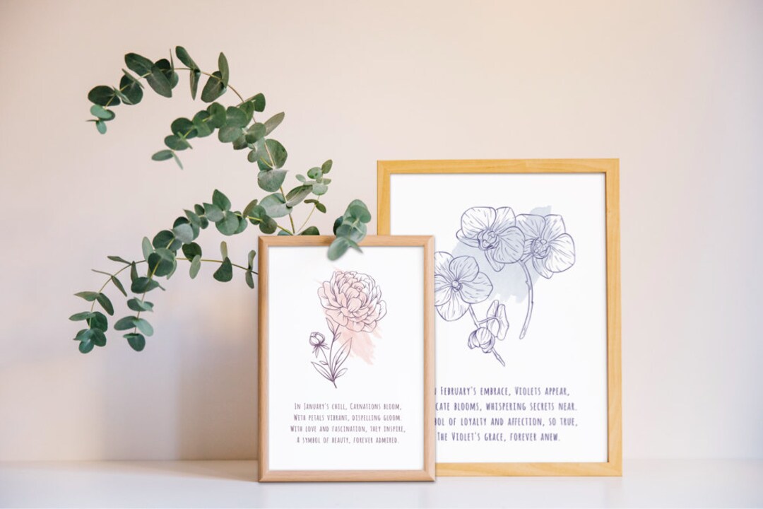 Watercolor ALL Birth Month Flower Poem Prints - Etsy