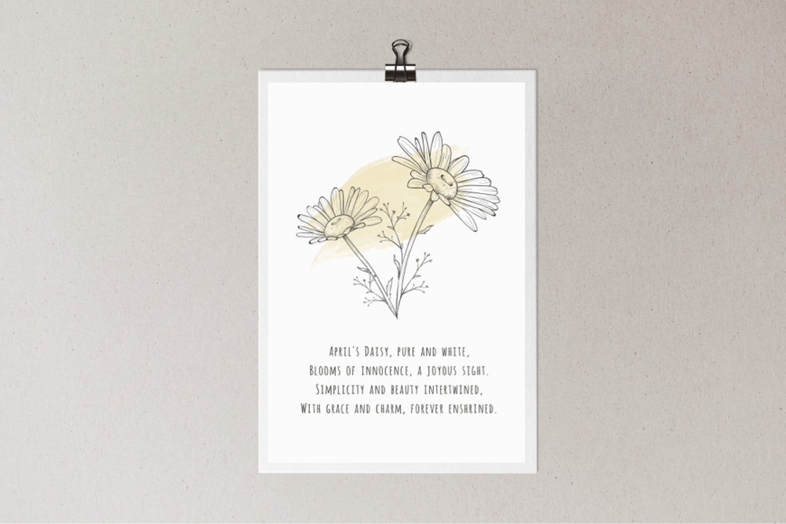 Watercolor Birth Month Flower Poem Print - April - Daisy - Etsy