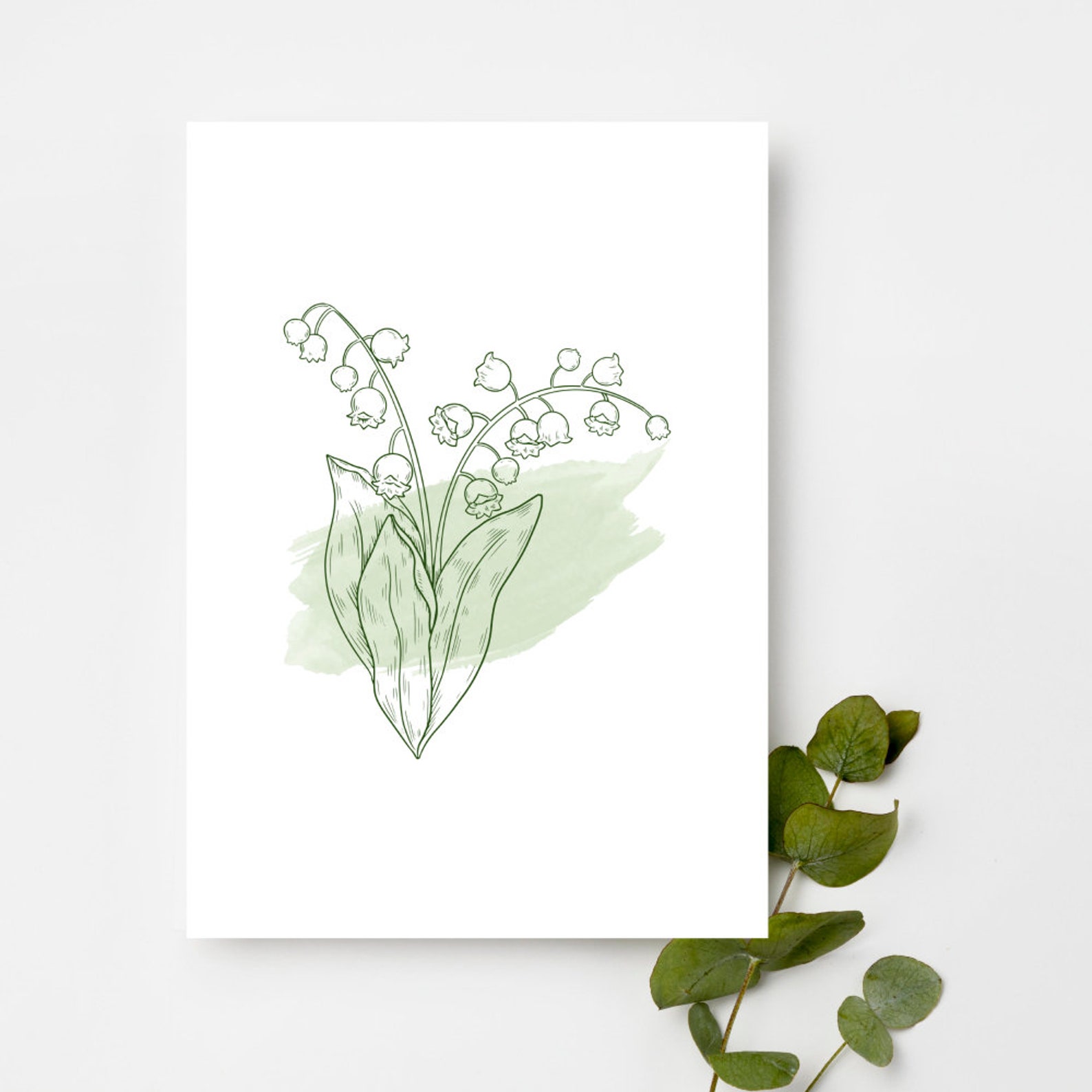 Watercolor Birth Month Flower Birthday Card - May - Lily of the Valley ...