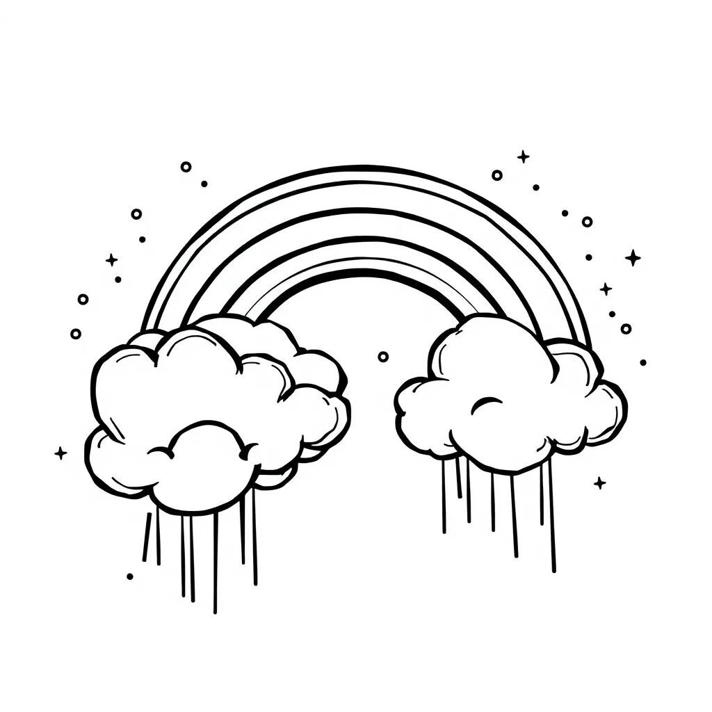 Fun Cloud and Rainbow Coloring Page - Etsy