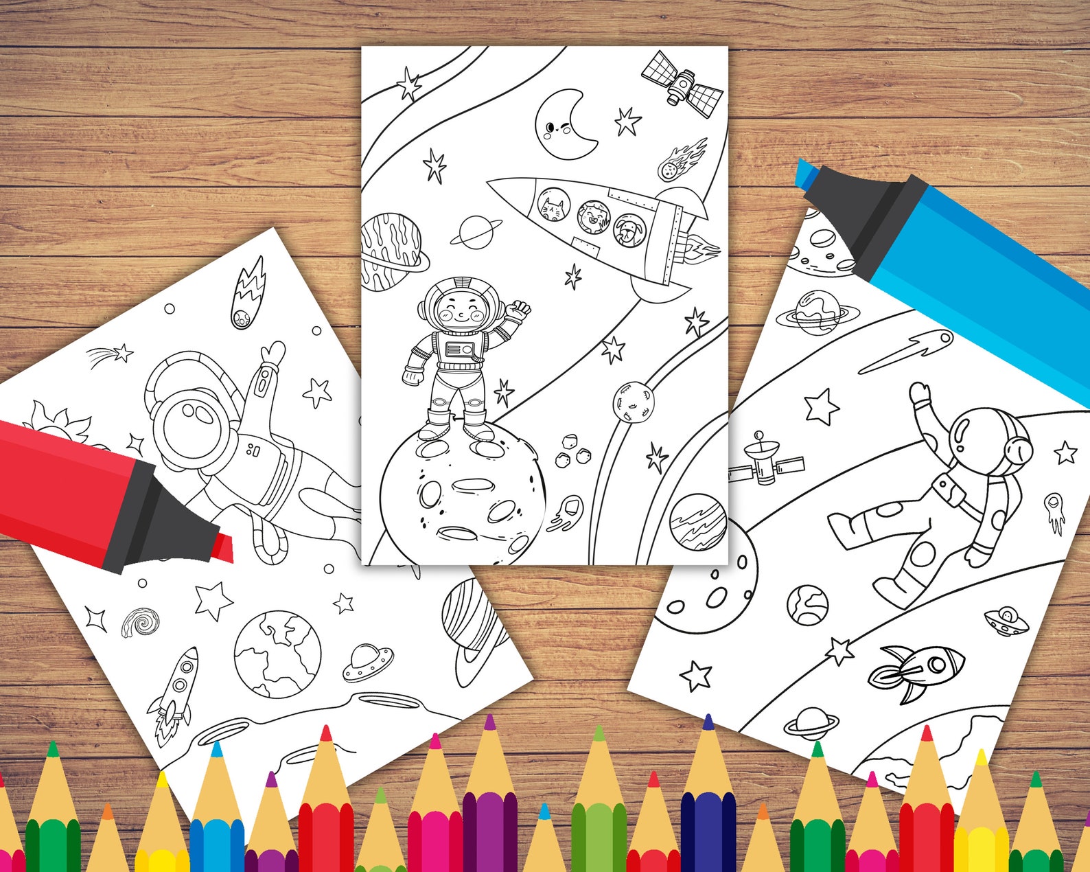 Space Coloring Pages,space Pdf,space Printables,space Activity Sheets ...