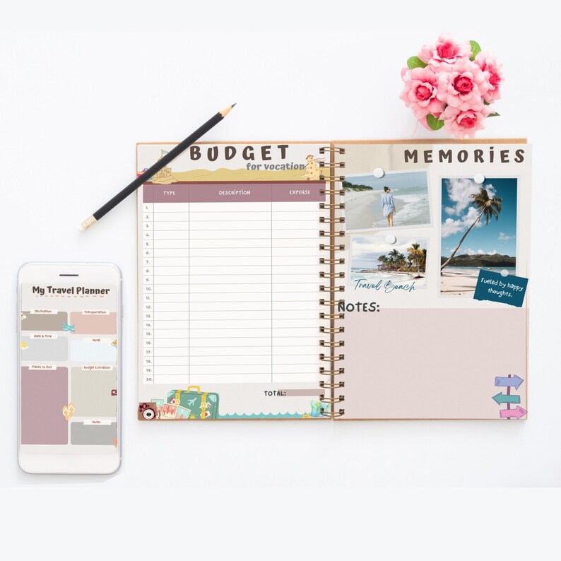 Editable Digital Travel Planner Canva Template for Vacation Printable ...