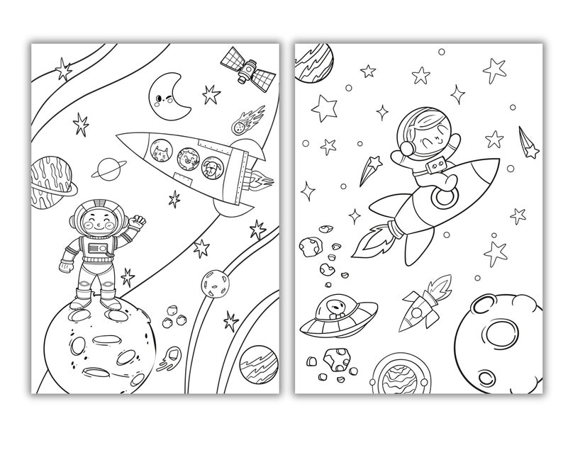 Space Coloring Pages,space Pdf,space Printables,space Activity Sheets ...
