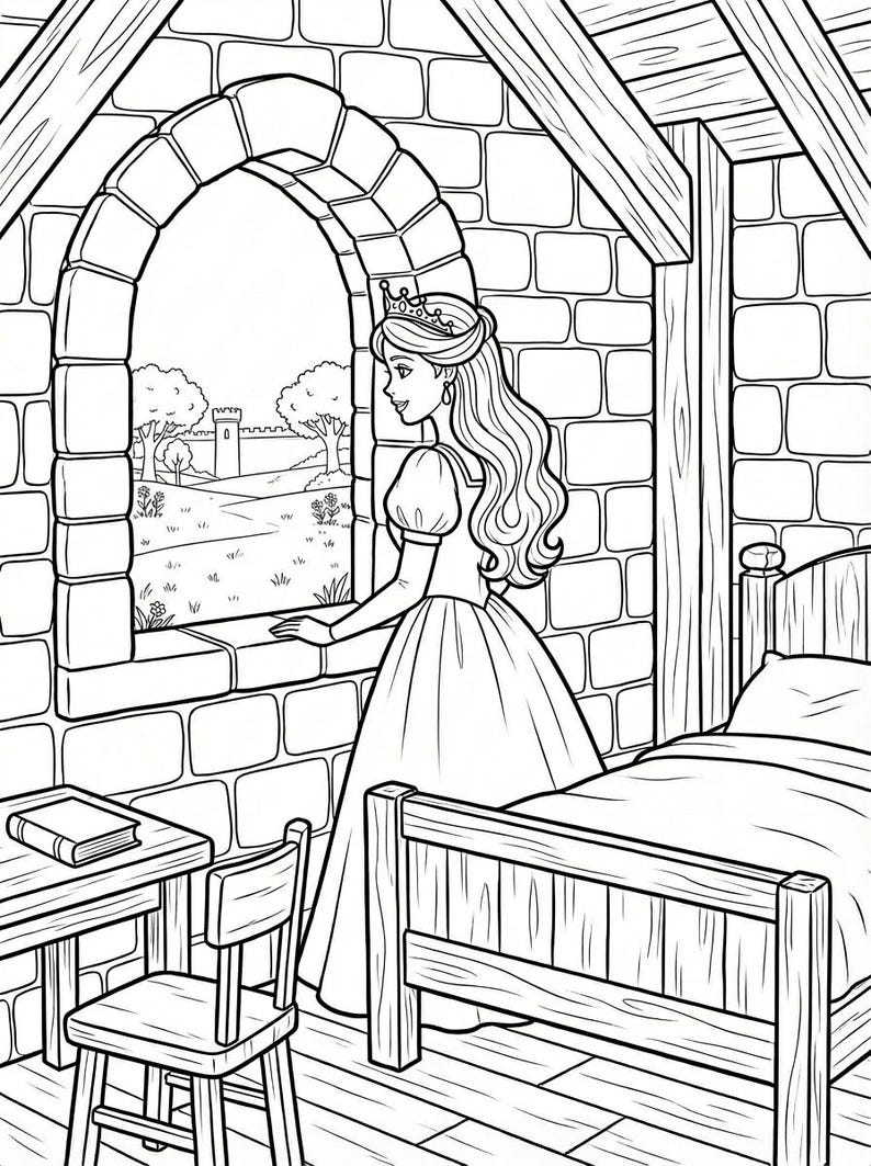 30 Princess Coloring Pages – Digital Download | Coloring Book Templates ...