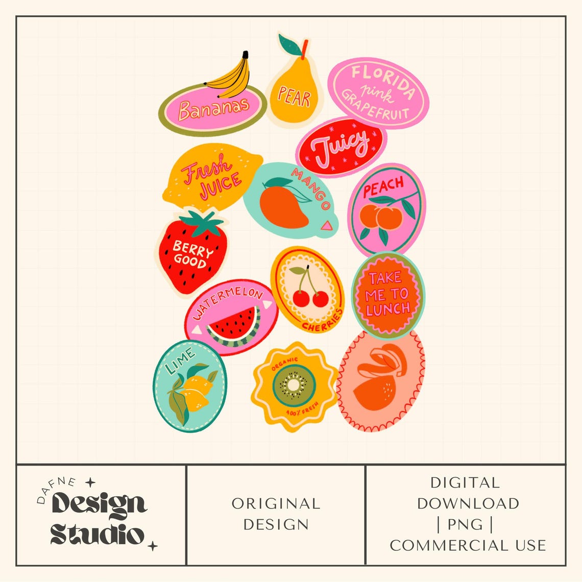 Fruits Stickers Png, Trendy Summer Digital File for Commercial Use - Etsy