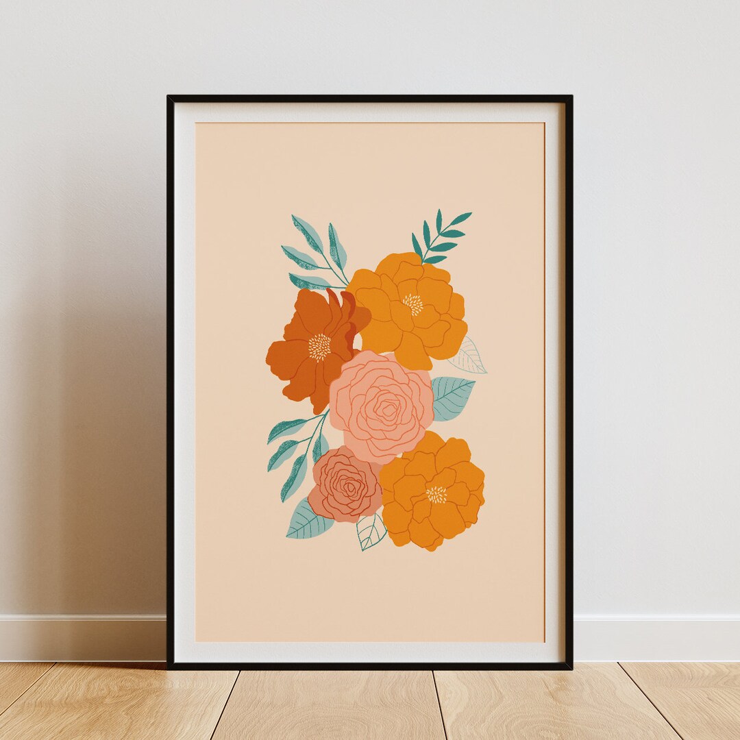 Hand Drawn Flower Print. Floral Poster. Botanical Flower Print. Flower ...