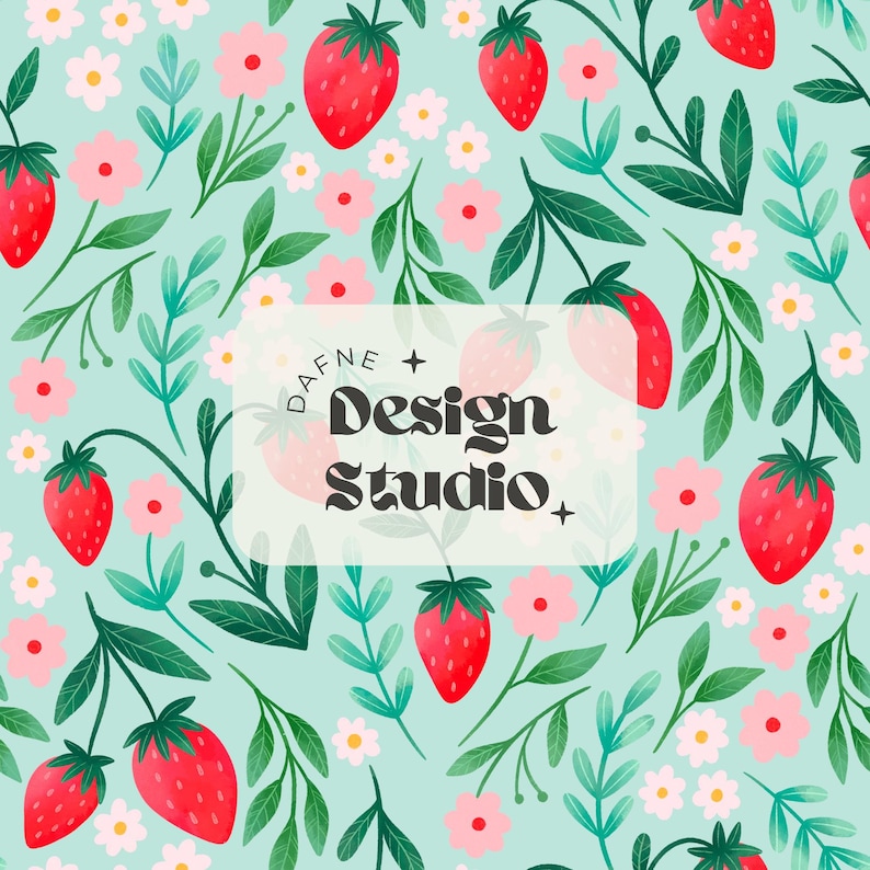 Strawberry and Flowers Seamless Pattern, Strawberry Seamless File ...