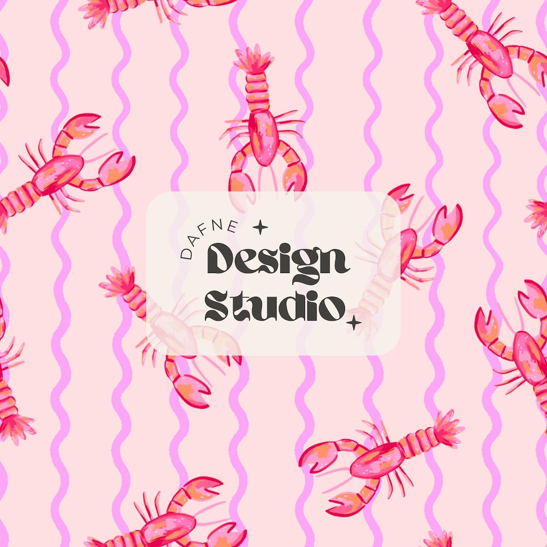 Pink Lobster Bow Stripe Seamless Repeating Pattern, Summer Seamless ...