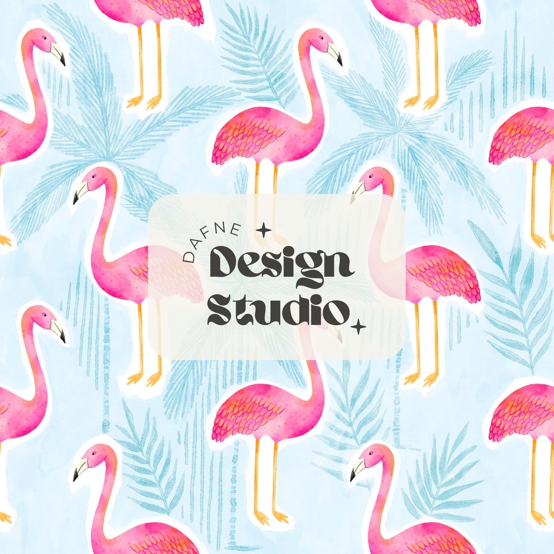 Repetitive Pattern Flamingos and Palms, Palm Beach, Preppy Summer ...