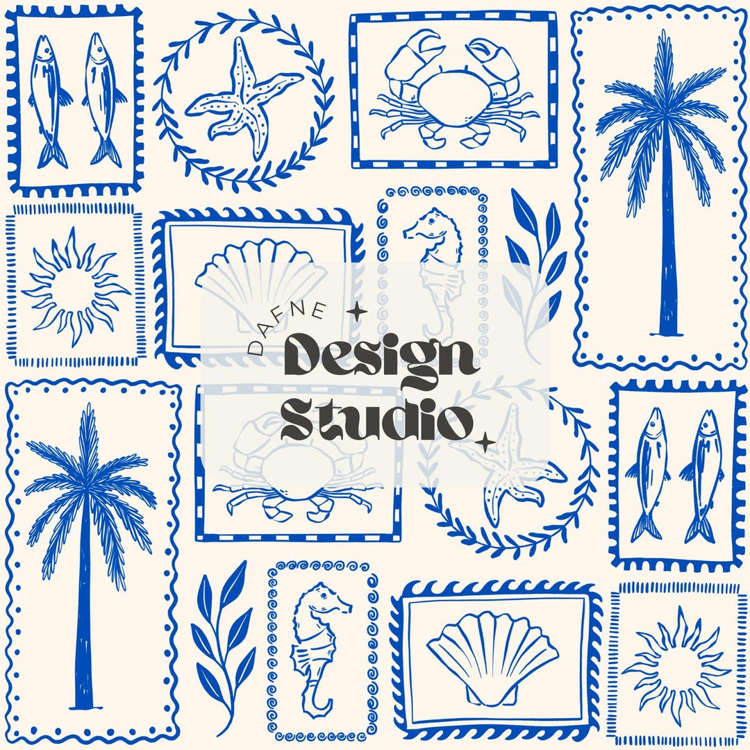 Repetitive Pattern La Dolce Vita, Summer Pattern, Blue and White ...