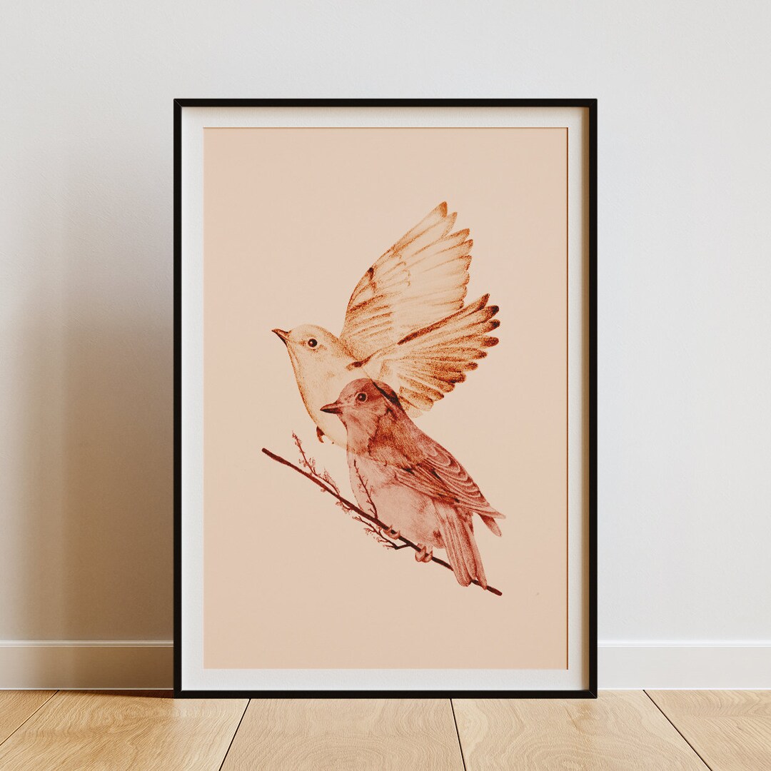 Bird Sketch. Vintage Art Print of Birds. Vintage Bird Prints. Flying ...