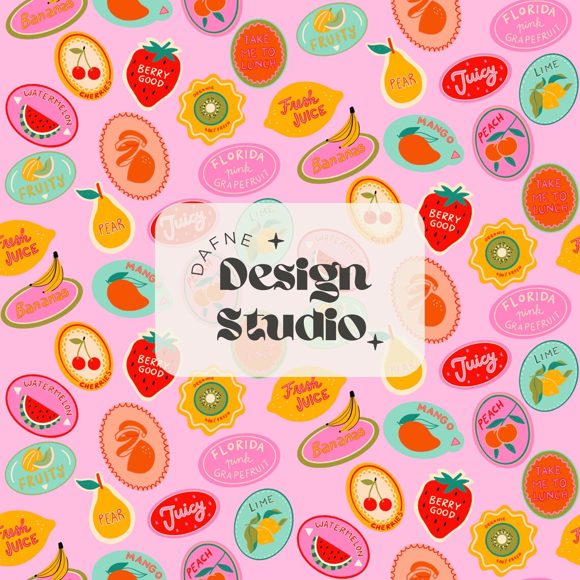 Repetitive Pattern Fruits Stickers, Summer Pattern Pink, Preppy Pattern ...